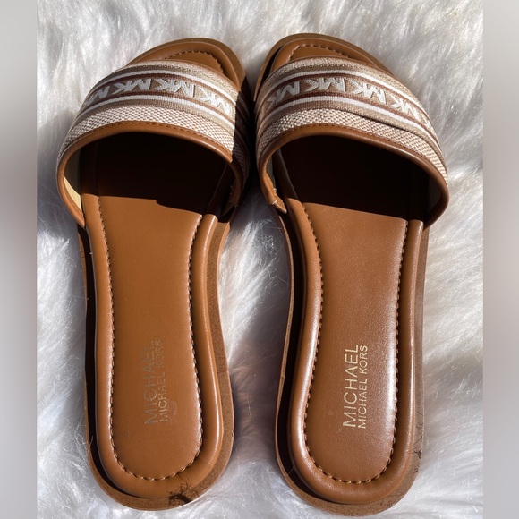 MICHAEL Michael Kors | Shoes | Mk Sadler Striped Logo Jacquard Slide ...